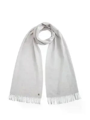 Tommy Hilfiger Fringed Logo-plaque Scarf - Grey