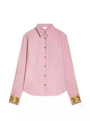 Dries Van Noten Embroidered Cotton Poplin Shirt - Pink