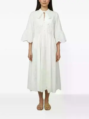 SELF-PORTRAIT Broderie Anglaise Cotton Midi Dress