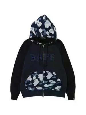A BATHING APE X Sashiko Camo Relaxed Full-zip Hoodie - Blue