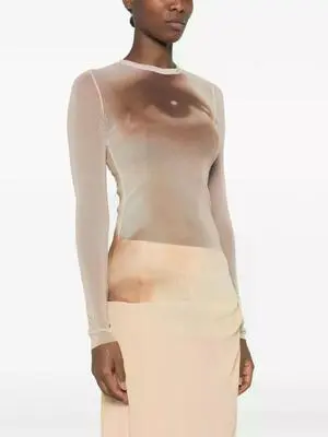 JEAN PAUL GAULTIER Sheer Paneled Long-sleeve Top - Neutrals