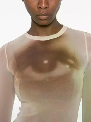 JEAN PAUL GAULTIER Sheer Paneled Long-sleeve Top - Neutrals
