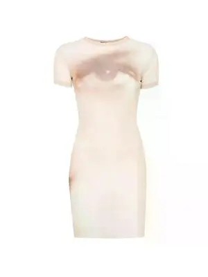 JEAN PAUL GAULTIER Short Sleeve Crewneck Mini Dress - Neutrals