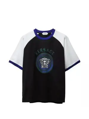 Versace Printed Cotton-jersey Regular T-shirt - Black