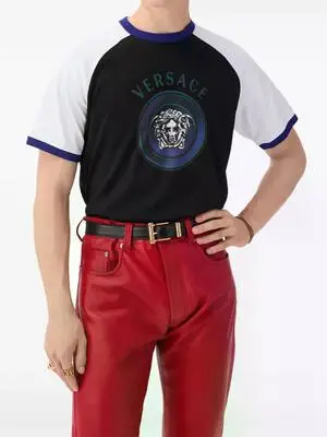 Versace Printed Cotton-jersey Regular T-shirt - Black