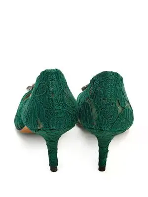 Dolce & Gabbana Bellucci Lace Pumps With Crystal Embellishment - Green