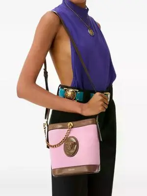 Versace Pivot Mini Suede Bucket Bag - Pink
