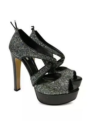 Miu Miu Glitter Platform Stiletto Sandals