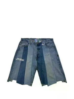 BETTER WITH AGE Indigo Patchwork Raw-cut Shorts