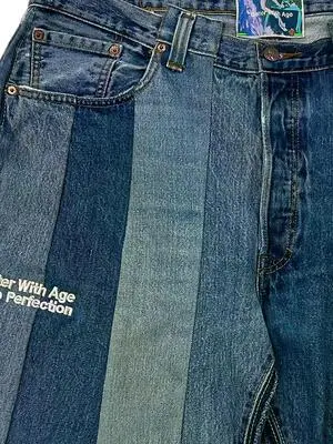 BETTER WITH AGE Indigo Patchwork Raw-cut Shorts