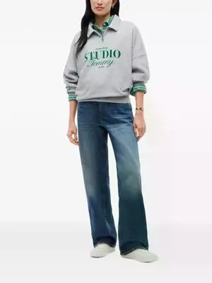 Tommy Hilfiger Logo-print Zip-neck Polo Top