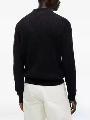 Tommy Hilfiger Cable-knit Polo Sweater - Black