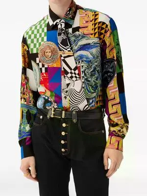 Versace Printed Silk Twill Regular Shirt