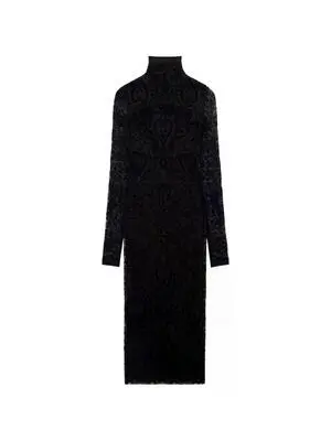 Off-White Flocked Paisley-print Midi Dress