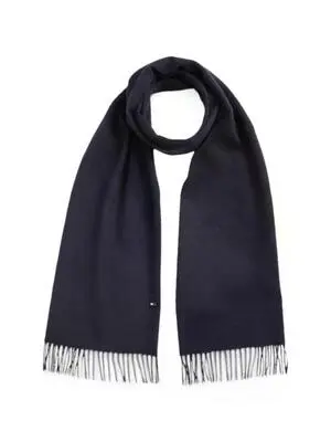 Tommy Hilfiger Fringed Logo-plaque Scarf - Blue