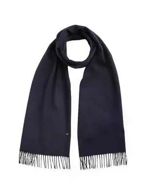 Tommy Hilfiger Fringed Logo-plaque Scarf - Blue