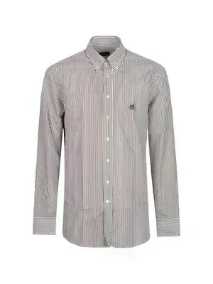 Etro Striped Embroidered-logo Shirt