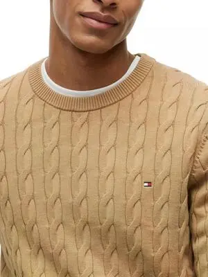 Tommy Hilfiger Cable-knit Embroidered-logo Sweater