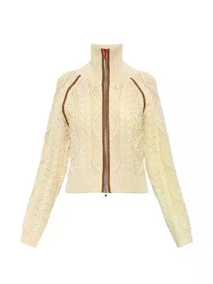 DIESEL® Cable-knit Cardigan With Contrast Bands - Neutrals