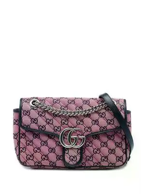 Gucci 2016-2026 Medium Gg Marmont Matelasse Diagonal Gg Canvas Shoulder Bag