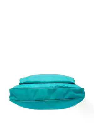 Prada Saffiano Trimmed Tessuto Zip Top Crossbody Bag - Blue