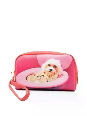 SELETTI Toiletpaper Cat-and-dog Print Makeup Bag - Pink