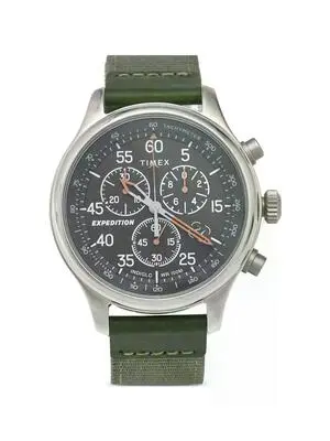 Timex® Expedition Chronograph Watch With Stainless Steel Case And Fabric Strap - Black