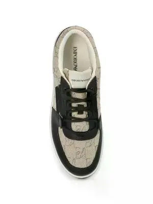Emporio Armani Monogram Print Panelled Lace-up Sneakers