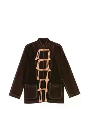 UMA WANG Contrast-stitched Rope-trim Coat - Brown