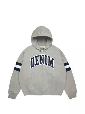 DENIM TEARS Logo-appliqué Zip-up Hoodie - Grey