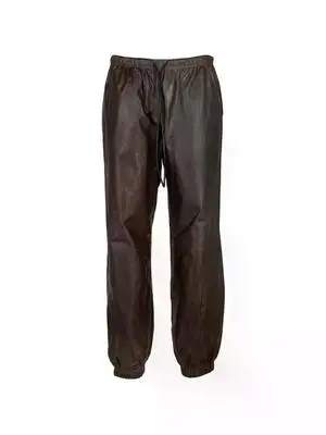 GIORGIO BRATO Drawstring Leather Trousers - Brown