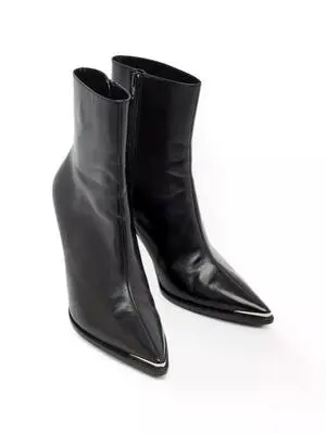 Celine Pointed-toe Stiletto Ankle Boots With Metal Cap Toe