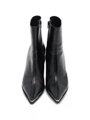 Celine Pointed-toe Stiletto Ankle Boots With Metal Cap Toe
