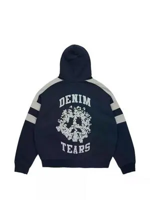 DENIM TEARS Denim U Paneled Zip-up Hoodie - Blue