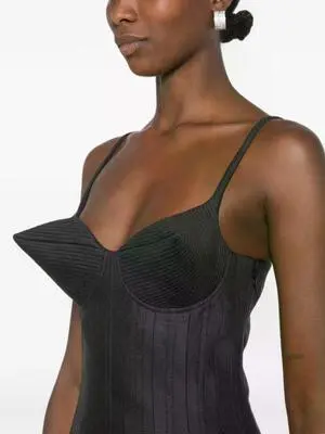 JEAN PAUL GAULTIER Ribbed Conic Cup Midi Dress