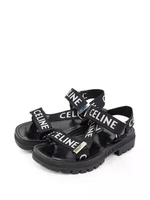 Celine Canvas Logo-print Slingback Flat Sandals