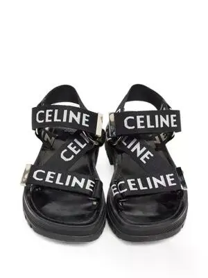 Celine Canvas Logo-print Slingback Flat Sandals
