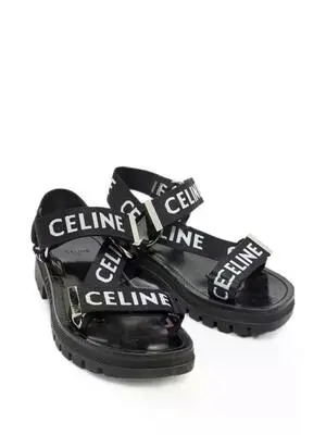 Celine Canvas Logo-print Slingback Flat Sandals