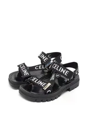 Celine Canvas Logo-print Slingback Flat Sandals