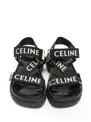 Celine Canvas Logo-print Slingback Flat Sandals