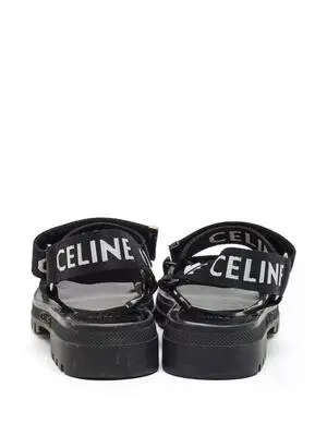 Celine Canvas Logo-print Slingback Flat Sandals