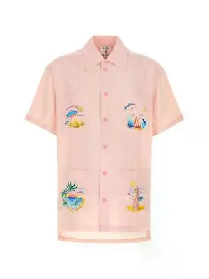 Casablanca Phantasmagoria Embroidered Short Sleeve Shirt - Pink