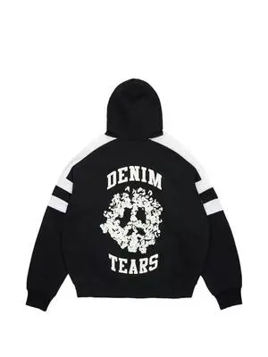 DENIM TEARS Denim U Paneled Zip-up Hoodie - Black