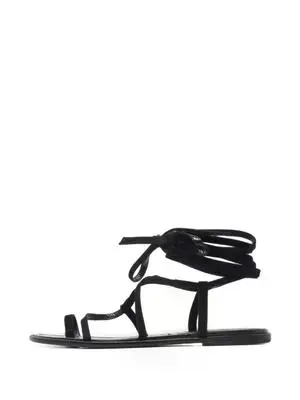 Manolo Blahnik Suede Ankle-tie Sandals