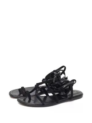 Manolo Blahnik Suede Ankle-tie Sandals
