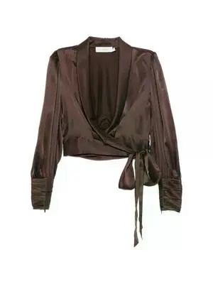 Zimmermann Wrap Satin Blouse - Brown