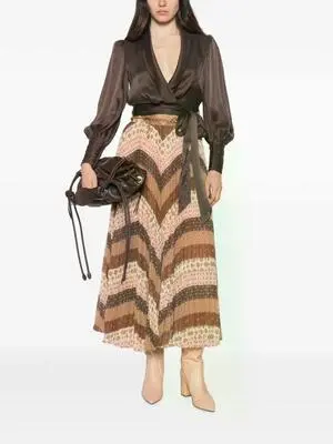 Zimmermann Wrap Satin Blouse - Brown