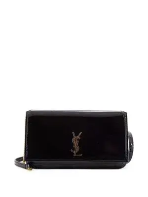 Saint Laurent Classic Monogram Phone Holder Shoulder Bag Patent Crossbody Bag - Black
