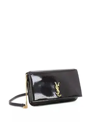 Saint Laurent Classic Monogram Phone Holder Shoulder Bag Patent Crossbody Bag - Black