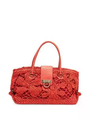 FERRAGAMO Gancini Woven Satchel Bag